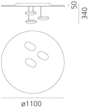 Artemide 1474110A Droplet, designové stropní svítidlo, 3x29W LED 3000K stmívatelné, chrom-hliník, prům. 110cm