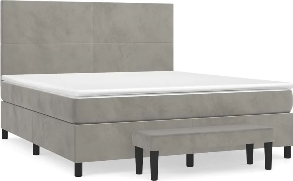 Box spring postel s matrací světle šedá 160x200 cm samet 3137731