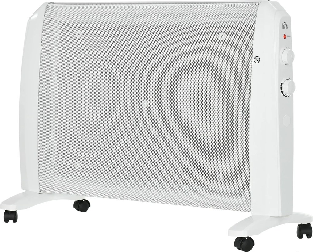 HOMCOM Mika topidlo 1000W/2000W s nastavitelným termostatem, 4 kolečka, 15-20 m², bílá