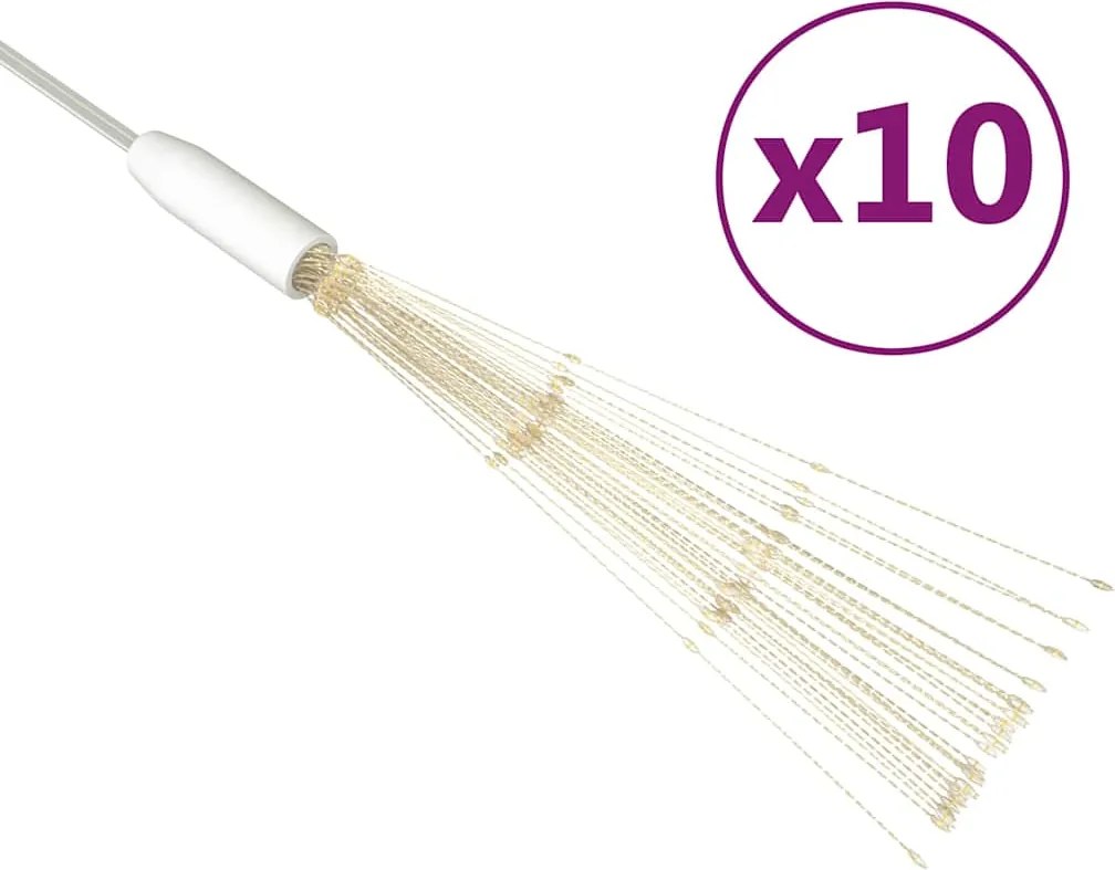 Venkovní vánoční ohňostroje 10 ks teplé bílé 20 cm 1 400 LED 328599