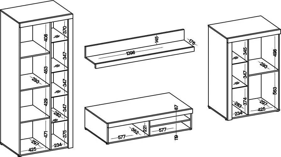 Casarredo - Komfort nábytek Obývací stěna, sestava RUMBA bílá/beton