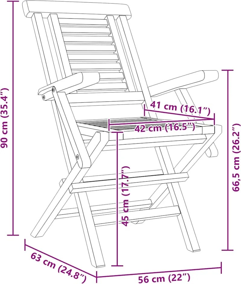 Skládací židle 4 ks 56x63x90 cm masivní teak 3155049