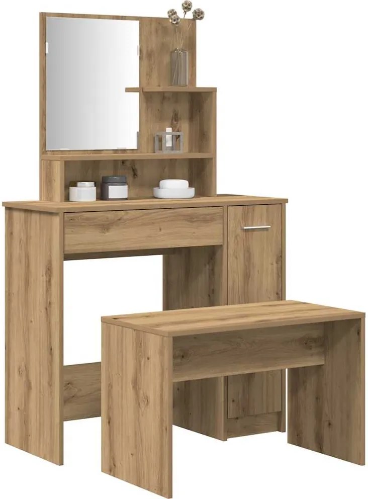 sada toaletního stolku dub artisan kompozitní dřevo 3329192