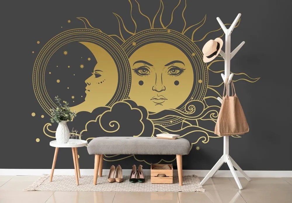 Samolepící tapeta harmonie slunce a měsíce - 300x200 cm