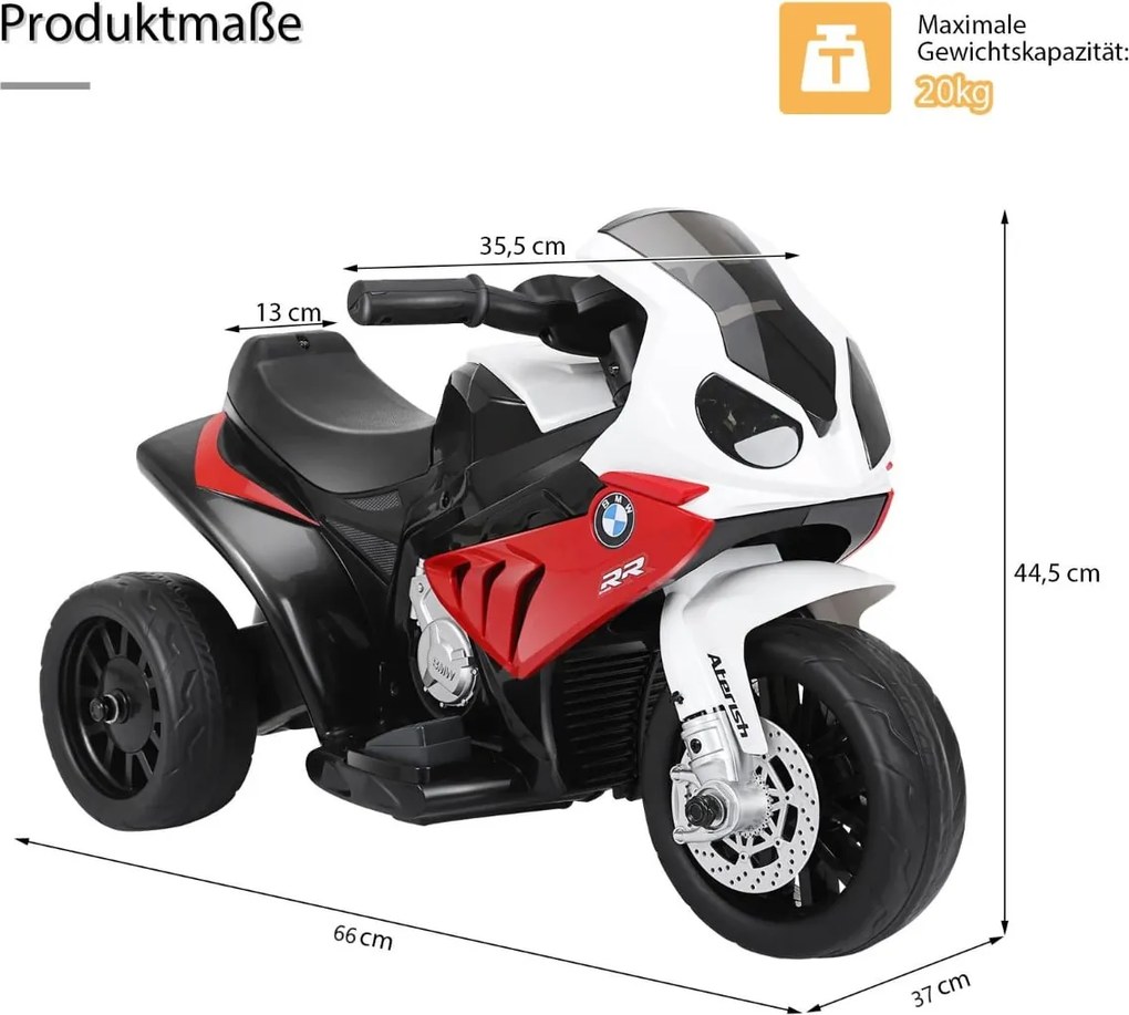 Costway Dětská motorka s tréninkovými koly 6 V elektrická motorka s hudbou