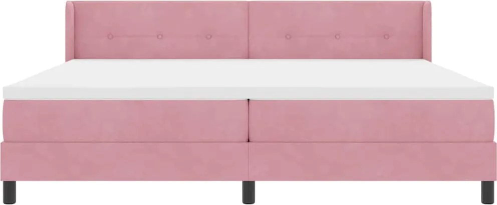 Postel s boxspringem s čelo Růžová 200 x 200 cm samet 3341491