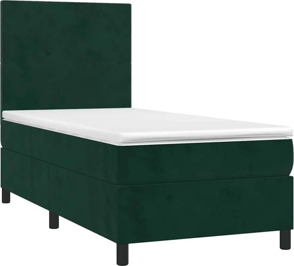 Box spring postel s matrací tmavě zelená 90x190 cm samet 3142878