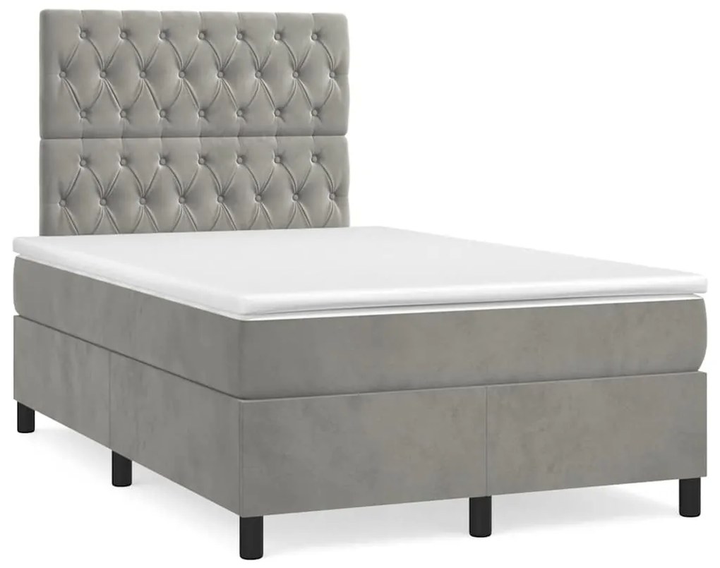 Box spring postel s matrací světle šedá 120x190 cm samet 3270013