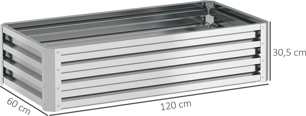 Outsunny Vyvýšený Záhon z Oceli, Studený Rám pro Růst S Otevřeným Dnem, Zahradní Box pro Rostliny 120x60x30,5 cm pro Zahradu, Balkon, Terasu, Rostlin…