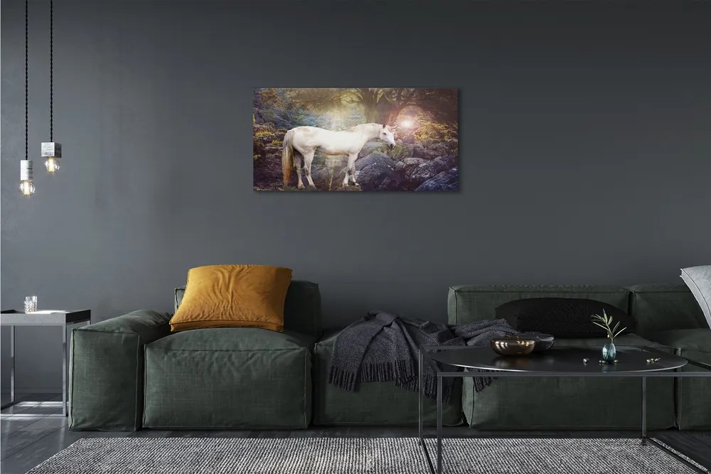 Obrazy na plátně Unicorn v lese 100x50 cm