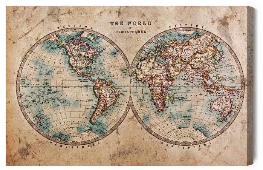 Obraz Mapa Starého Světa V Retro Stylu Nedostatek Nedostatek Plátno Canvas 120x80