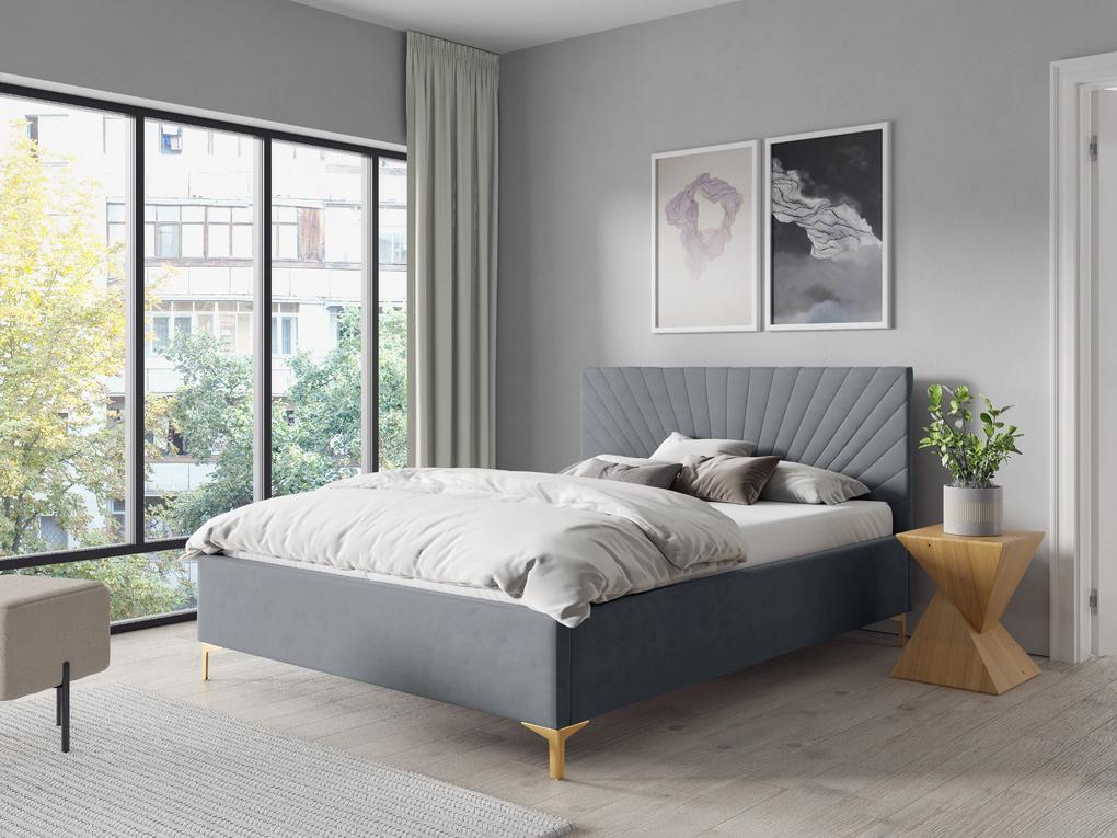 Eka Čalouněná postel AFRODITE+ 140x200 cm Barva látky Trinity: (2313) Modrá, Úložný prostor: S dřevěným rámem úložného prostoru