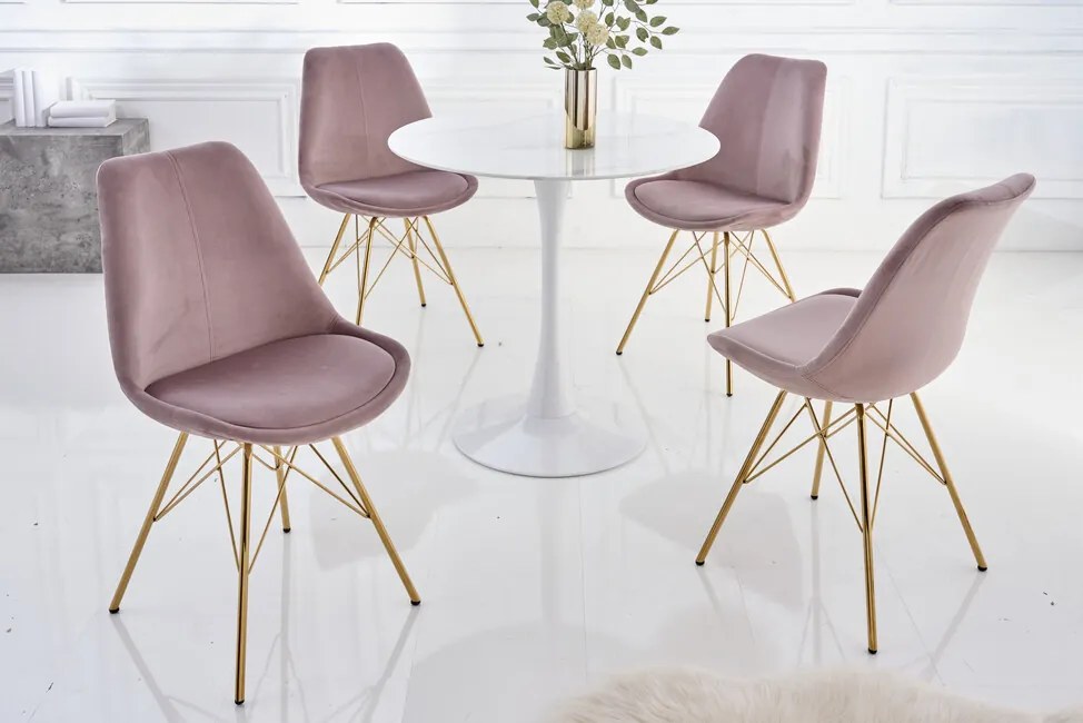 Designová jídelní židle Scandinavia starorůžová samet