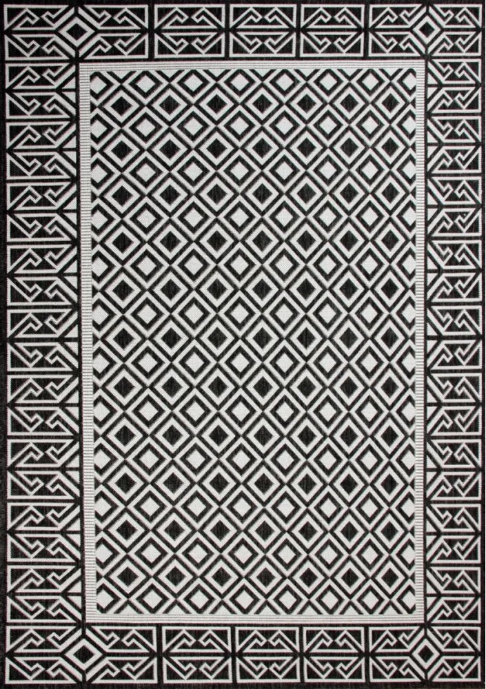 Kusový koberec Karo bíločerný, Velikosti 140x190cm