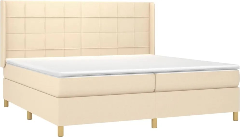 Box spring postel s matrací a LED krémová 200x200 cm textil 3138906