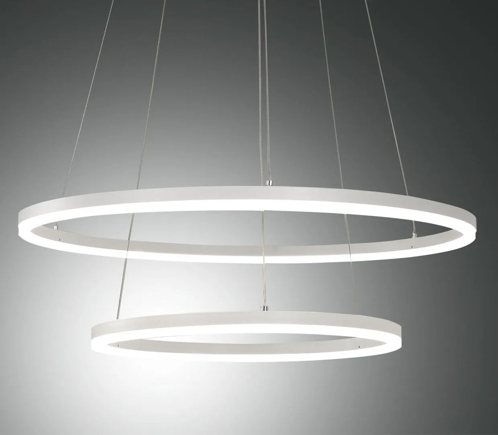 Fabas luce Fabas Giotto, dvojkruhové svítidlo pro zavěšení, 56W LED 3000K, bílá, prům. 60cm