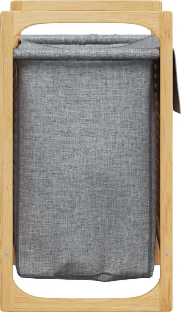 vidaXL Koš na prádlo s šedým vakem 32 x 30 x 36,5 cm bambus [373366]