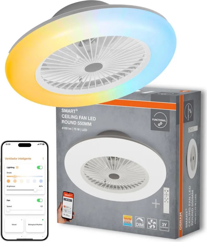Osram - LED Stmív. stropní svítidlo s ventilátorem SMART+ LED/75W/230V Wi-Fi +DO