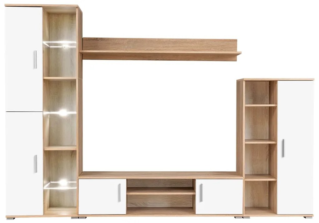 Obývací stěna s LED osvětlením dub sonoma a bílá 246030