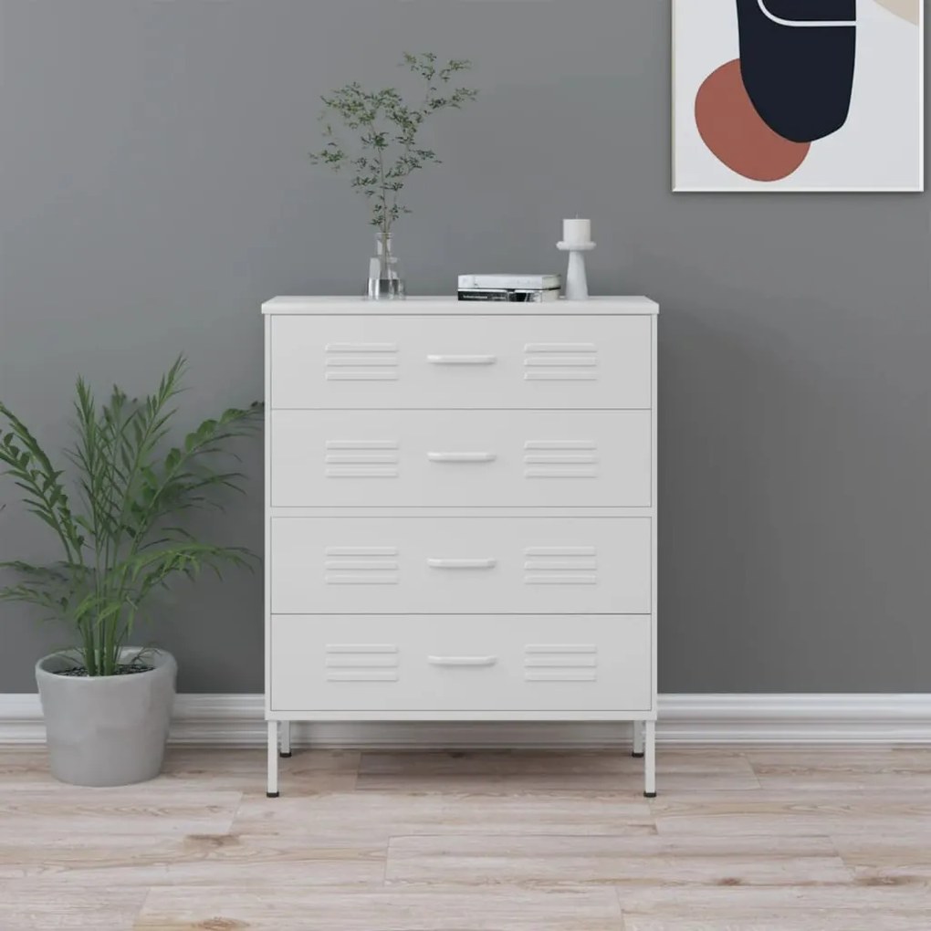 Komoda se zásuvkami bílá 80 x 35 x 101,5 cm ocel 336206