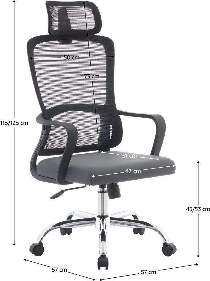 Kancelářské křeslo, černá/šedá/chrom, nosnost 150 kg, RANDY