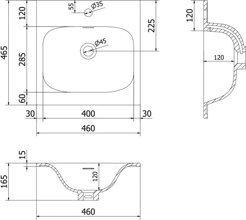 Mexen Vela, umyvadlo na zapuštění 46 x 46,5 cm, bílá matná, 25234501