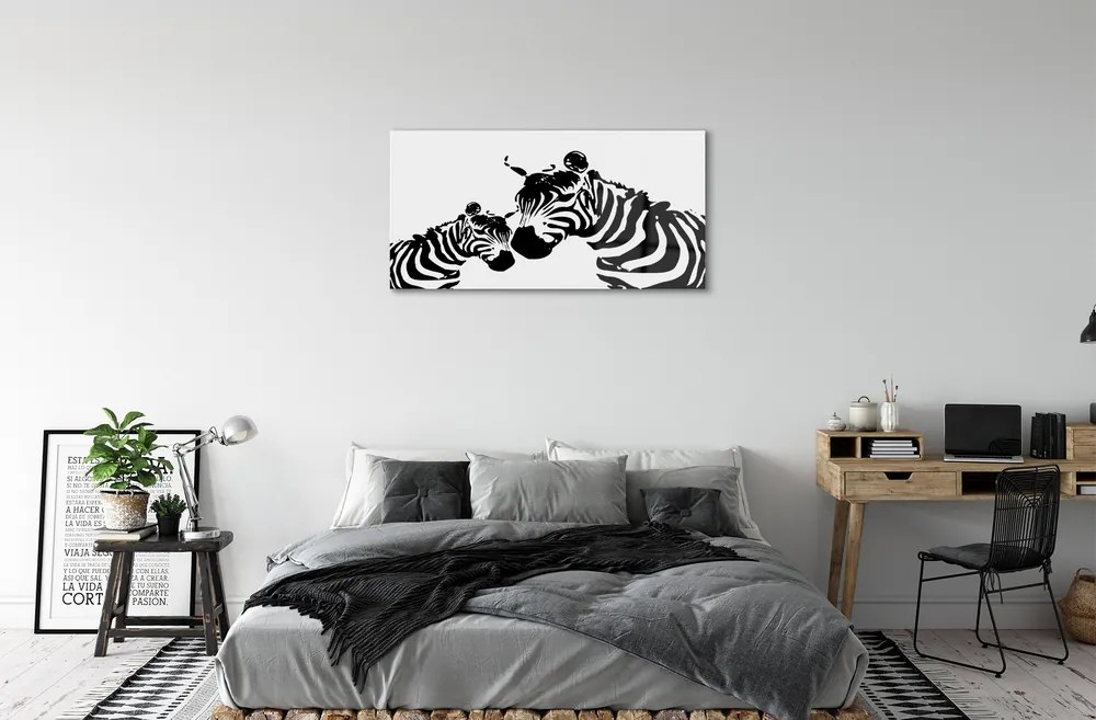 Obraz na skle malované zebra 100x50 cm