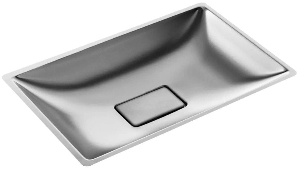 Sanela - Umyvadlo zápustné 550x334 mm, bez přepadu, matný nerez SLUN 24X