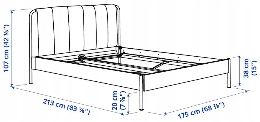 IKEA TALLASEN Čalouněný rám postele Kulový šedozelený/Lonset 160x200 cm
