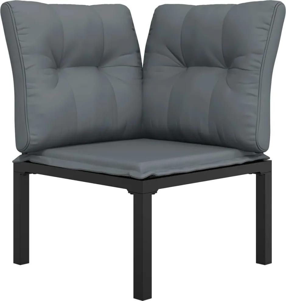 vidaXL Zahradní rohová židle s poduškami černá a šedá polyratan [362797]