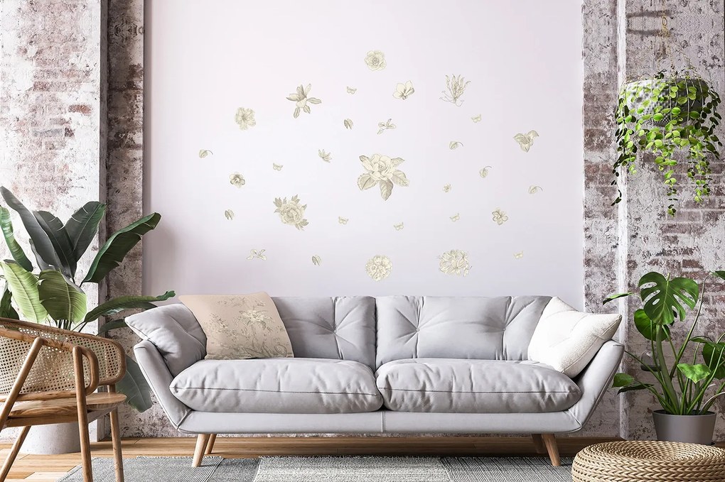 Samolepka na zeď Vybledlé Květy | 42.5 x 65 cm | DSM3453