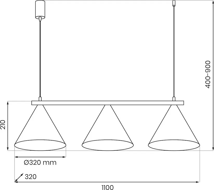 Závěsné svítidlo Capital, 3x tmavě obéžové kovové stínítko, (fi 32cm), be