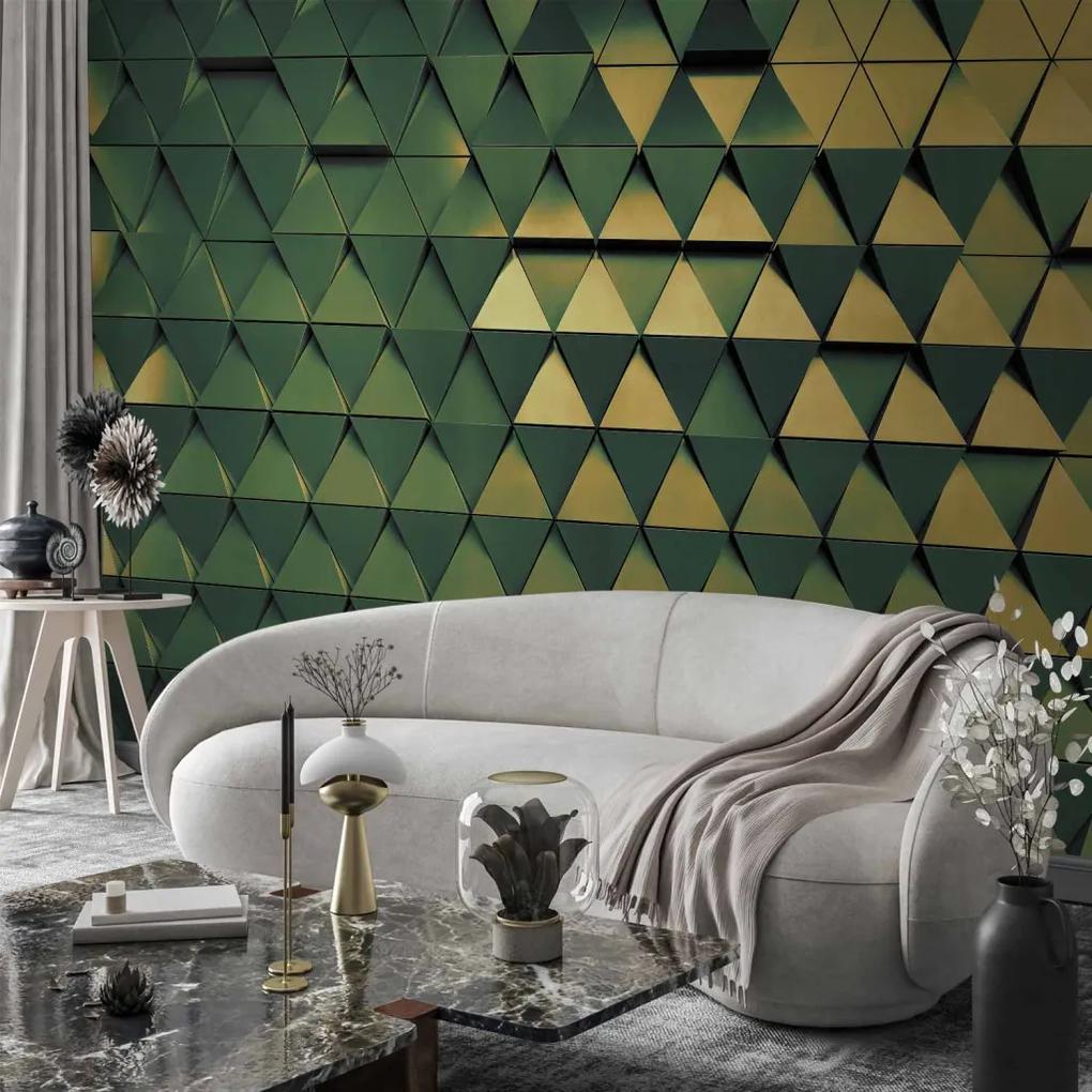 Fototapeta Zbroj v zeleni - pozadí s texturou kovu s geometrickými prvky