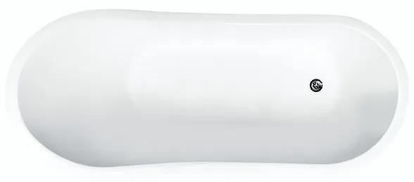 Besco Volně stojící vana z litého mramoru Gloria Matt 150x67 (160x67,5) Barva: Bílá, Rozměry (cm): 160x67,5, Typ a barva výpustě: Click-Clack s horním čištěním, chrom