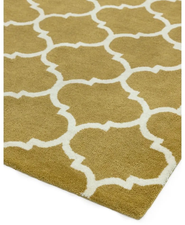 Okrově žlutý ručně tkaný vlněný koberec 80x150 cm Albany – Asiatic Carpets