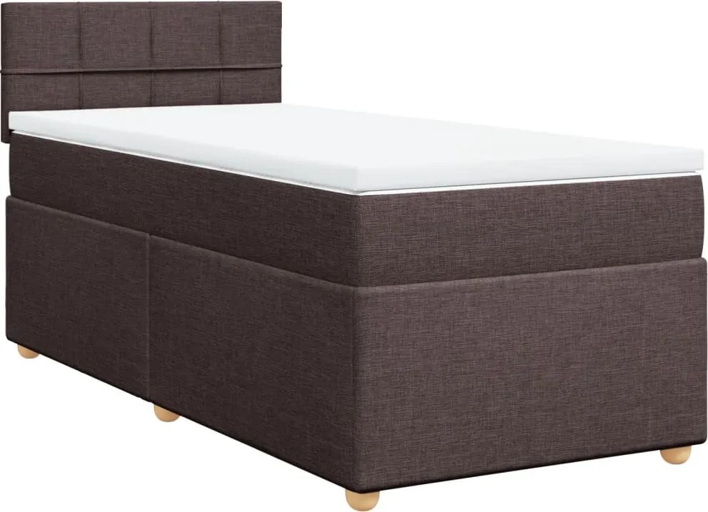 Box spring postel s matrací tmavě hnědá 90x200 cm textil 3288866