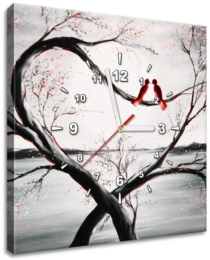 Gario Obraz s hodinami Ptačí láska Rozměry: 100 x 40 cm