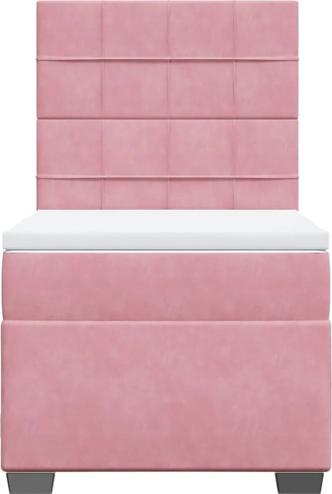Box spring postel s matrací růžová 80 x 200 cm samet 3290767