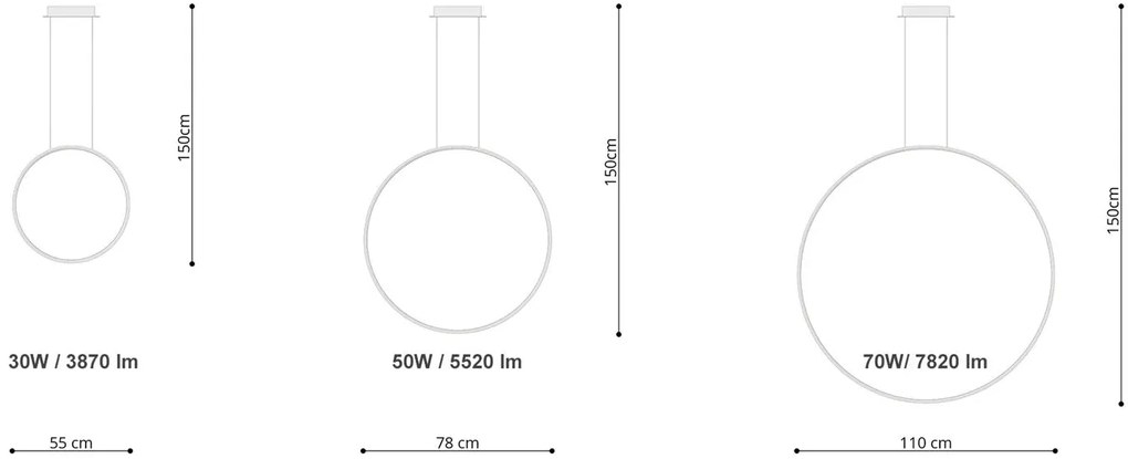 Stropní LED svítidlo Rio 55, 1x LED 30w, 3000k, w