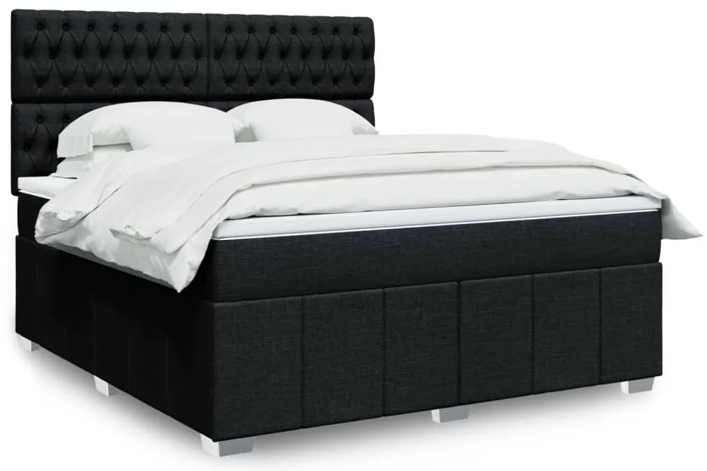 Box spring postel s matrací černá 180x200 cm textil 3291756