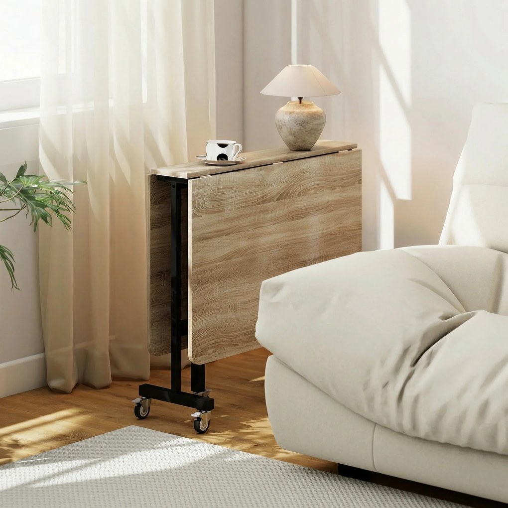 HOMCOM rozkládací jídelní stůl na kolečkách pro 4–6 osob, dub, 120 × 80 × 73 cm