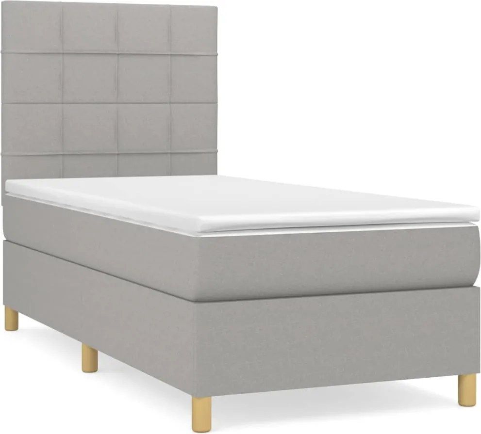 Box spring postel s matrací světle šedý 100 x 200 cm textil 3142313