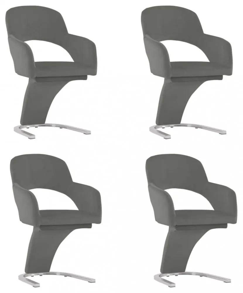 Jídelní židle 4 ks samet / chrom Dekorhome Zelená
