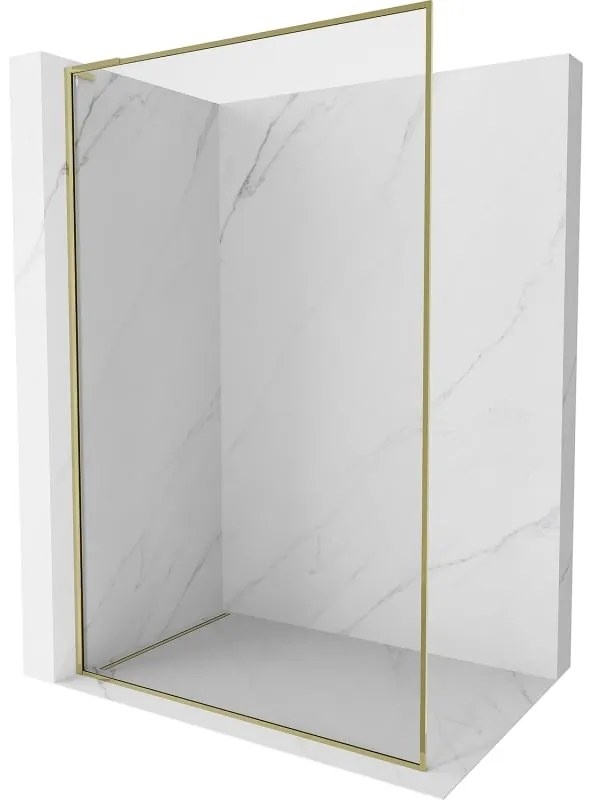Mexen, Mexen Kioto-XF L sprchová stěna s rámem 90 x 202 cm, transparentní 10 mm, zlatá - 800-090-174-50-00-XF