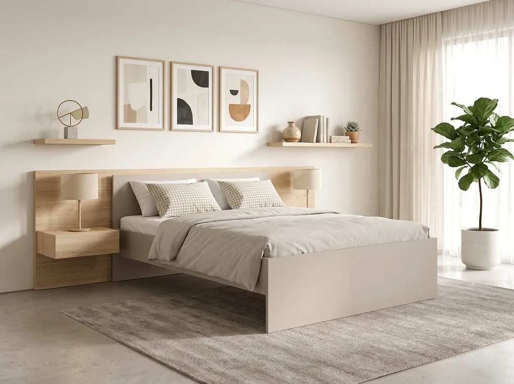 Postel ELISA 180 x 200 cm, kašmírově béžová Rošt: S lamelovým roštem, Matrace: Matrace Sommera 18 cm