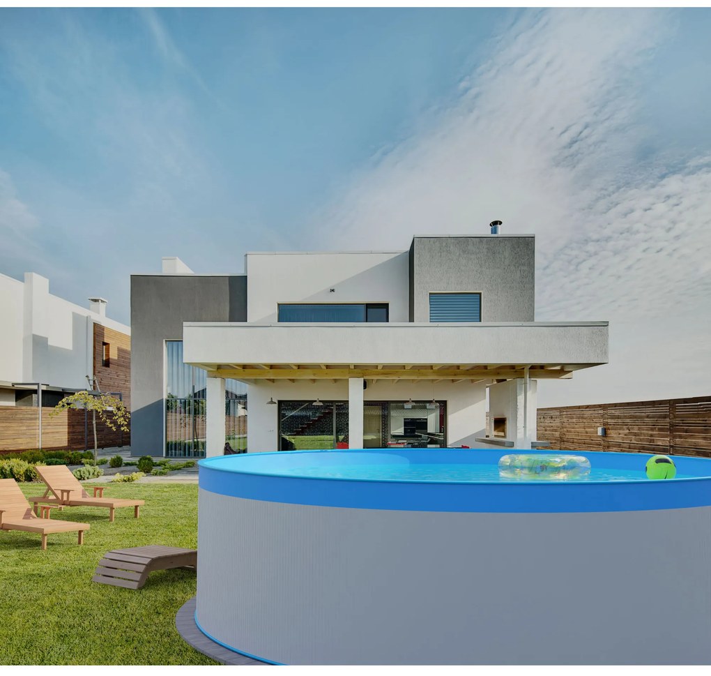 Planet Pool Nadzemní bazén s ocelovou stěnou Azurotico 3,5 x 0,9 m White/Blue 0016