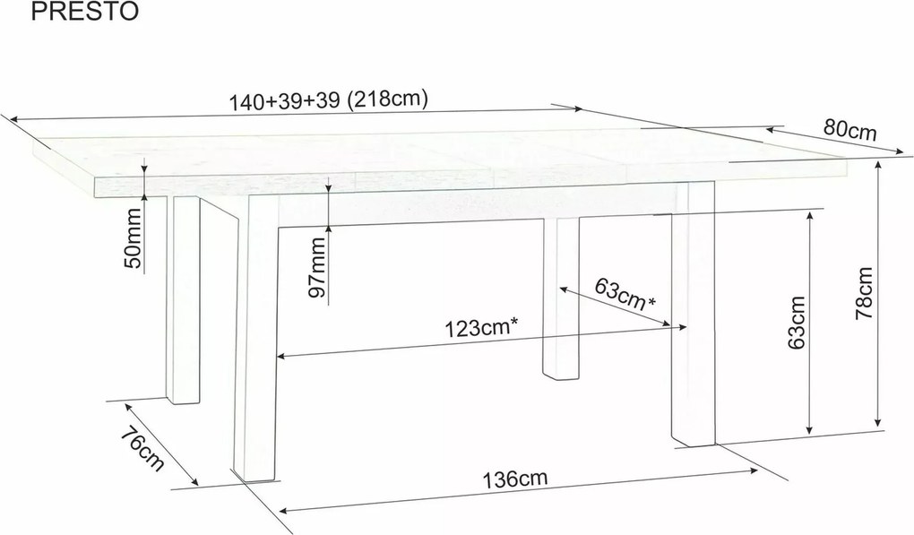 Jídelní rozkládací stůl Presto 140/218 cm dub Artisan/černý