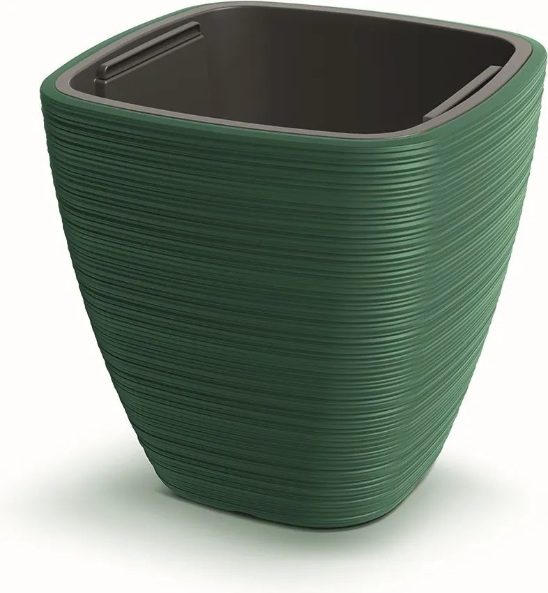 Plastový květináč VENAS SQUARE 38,8 cm tmavě zelený