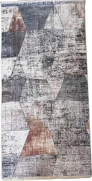 HU Šedý moderní koberec Banco 1044-MULTI-2 s motivem mnohostěnů Rozměr: 60x110 cm