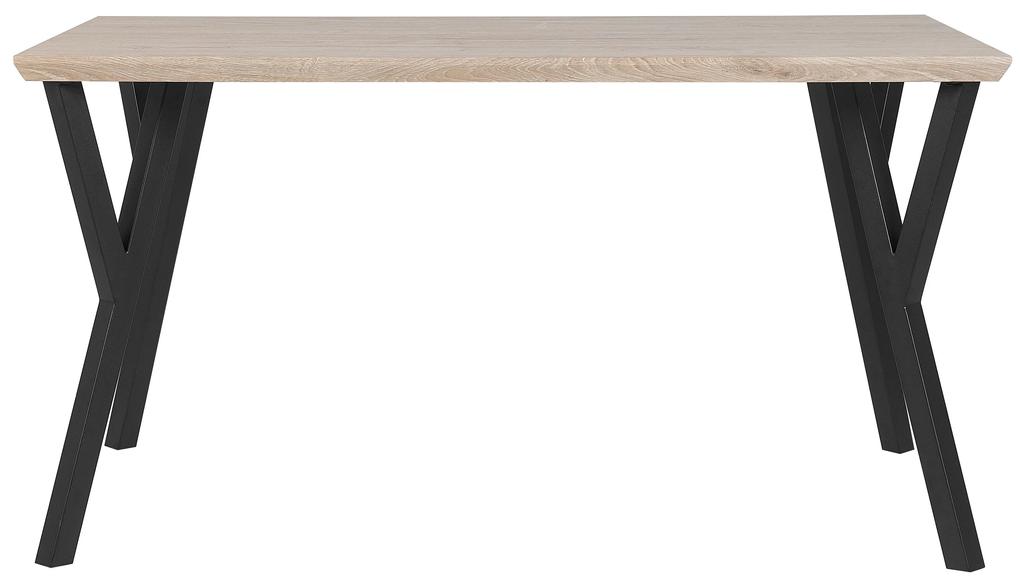 Jídelní stůl 140 x 80 cm, světlé dřevo s černým BRAVO Beliani